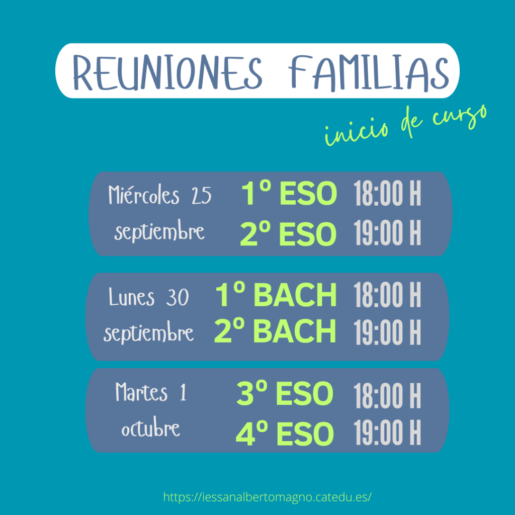 Reuniones de inicio de curso con familias – I.E.S. SAN ALBERTO MAGNO